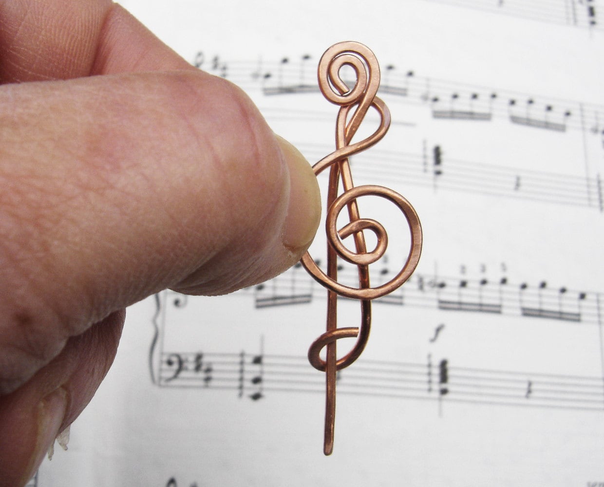 Little Treble Clef Copper Shawl Pin Scarf Pin Music Brooch - Etsy