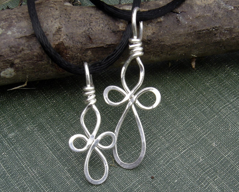 Mother Daughter Celtic Cross Necklaces Set Silver Wire Cross | Etsy