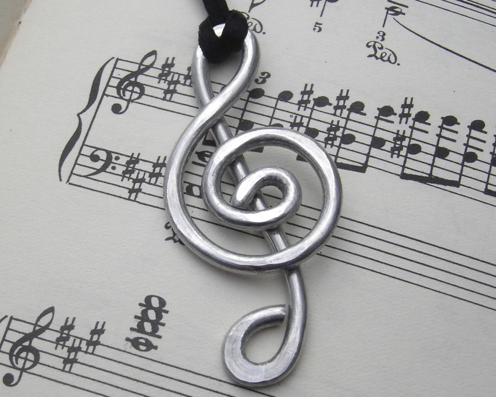 Big Treble Clef Pendant Necklace G Clef, Music Gift, Aluminum Music ...