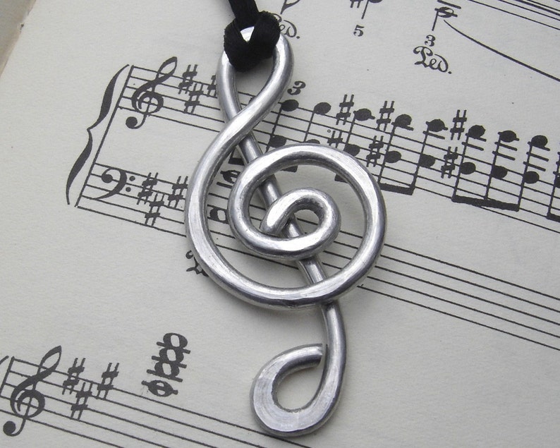Big Treble Clef Pendant Necklace G Clef, Music Gift, Aluminum Music ...