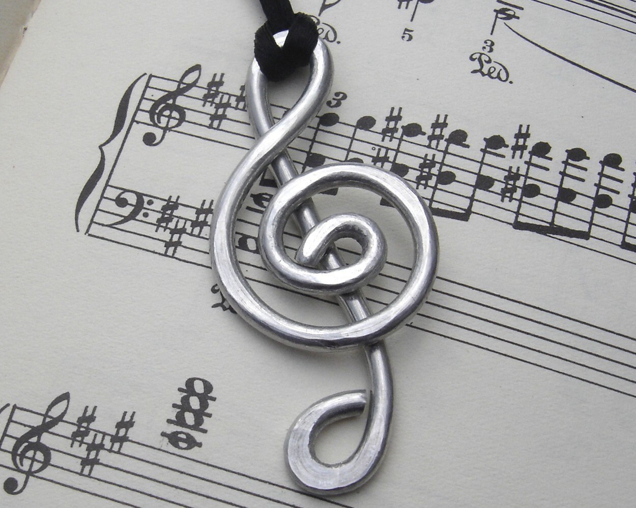 Big Treble Clef Pendant Necklace G Clef Music Gift Music | Etsy