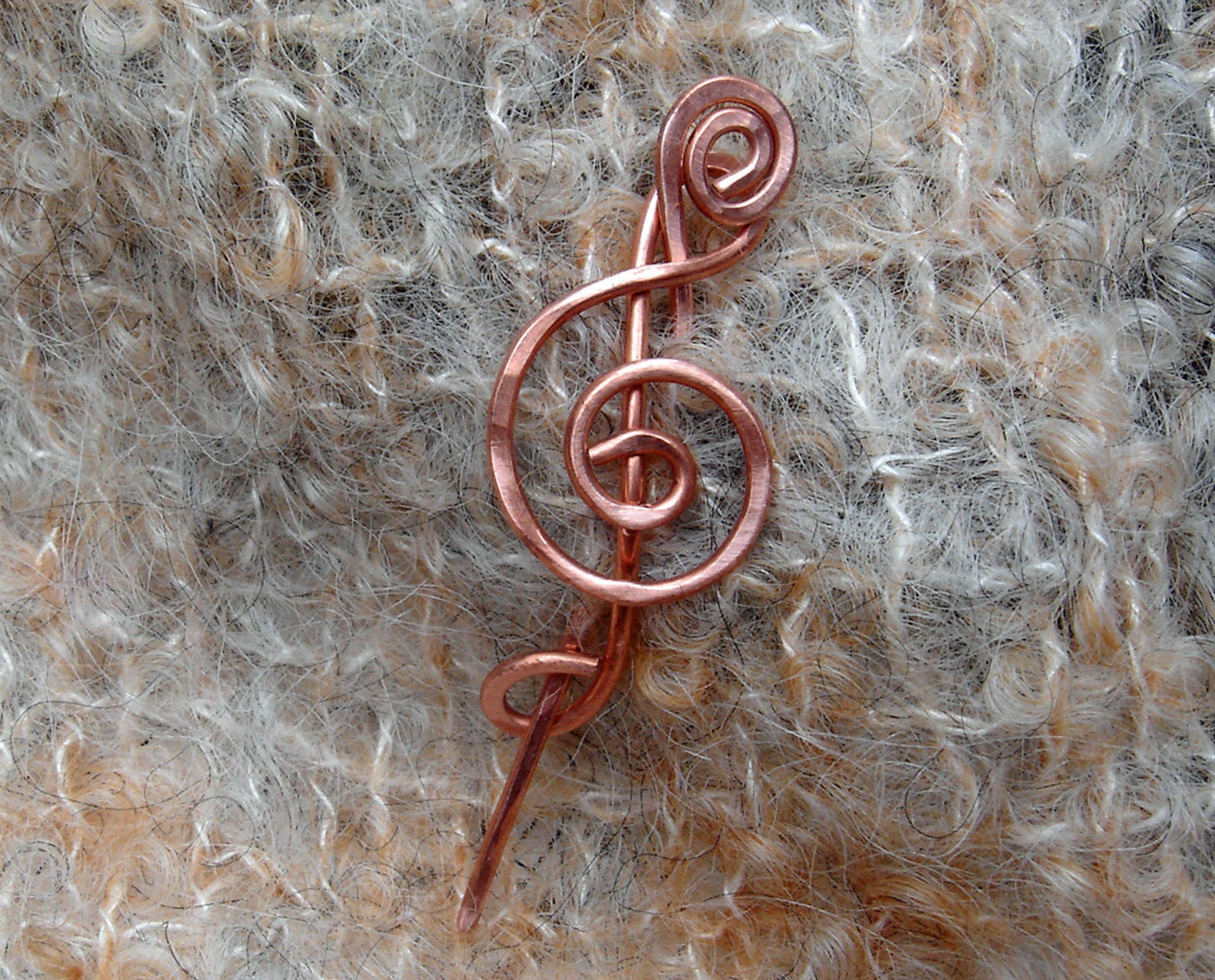 Little Treble Clef Copper Shawl Pin Scarf Pin Music Brooch - Etsy
