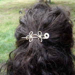 Celtic Double Crossed Loops Brass Shawl Pin, Hair Pin, Scarf Pin, Hair ...