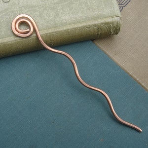 Simple Spiral Wavy Copper Hair Stick, Shawl Pin, Bun Holder, Hair Pin ...