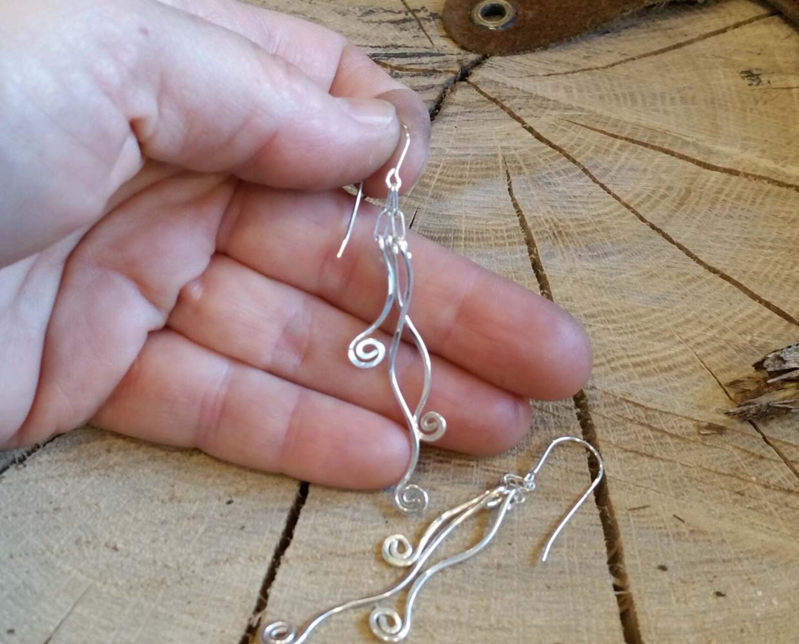 Tangle Dangle Long Sterling Silver Earrings: Swinging Vine Fringe ...