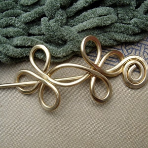 Celtic Double Crossed Loops Brass Shawl Pin, Hair Pin, Scarf Pin, Hair ...