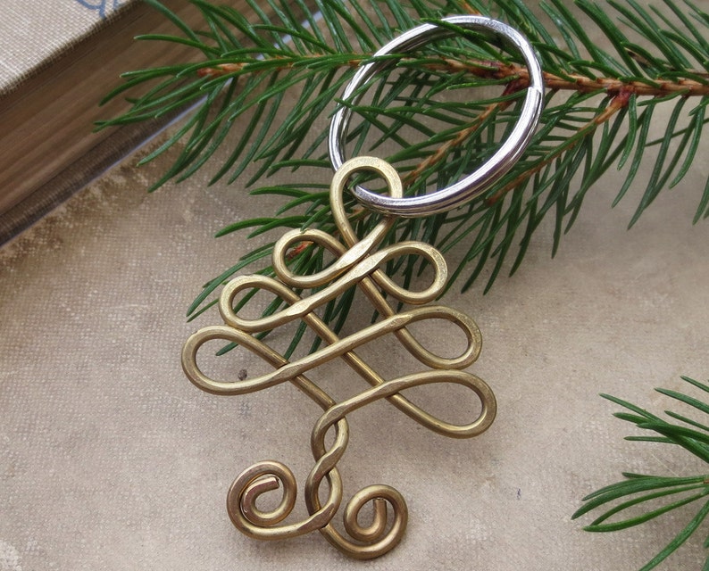 Celtic Tree Brass Key Chain Celtic Knot Christmas Tree - Etsy