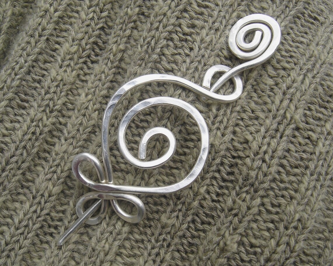 Celtic Spiral Sterling Silver Shawl Pin Scarf Pin Fastener | Etsy