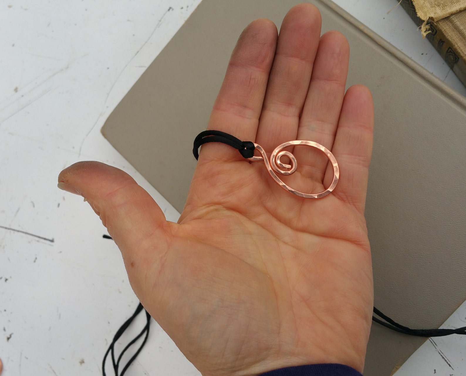 Oval Spiral Copper Pendant Copper Necklace Copper Jewelry - Etsy