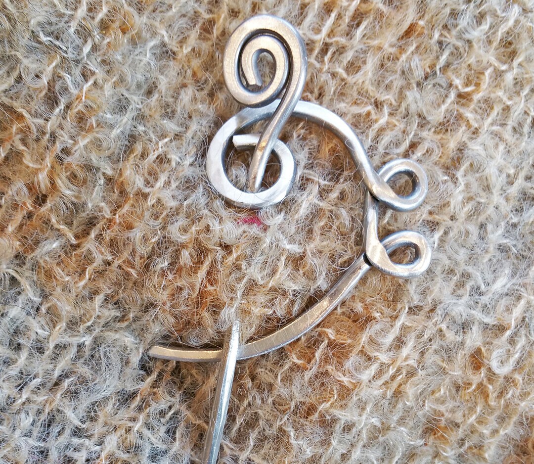Aluminum Bass Clef Shawl Pin, Scarf Pin, Music Brooch, Fastener, Wrap ...