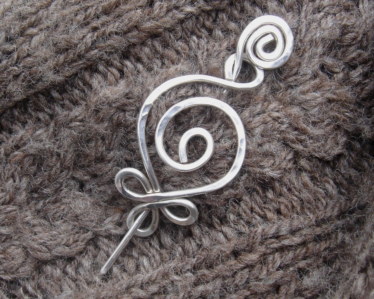 Celtic Spiral Sterling Silver Shawl Pin Scarf Pin Fastener - Etsy
