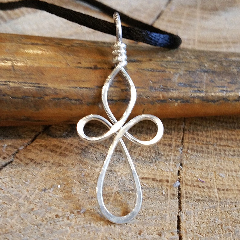 Long Loopy Celtic Cross Pendant Sterling Silver Wire Cross - Etsy