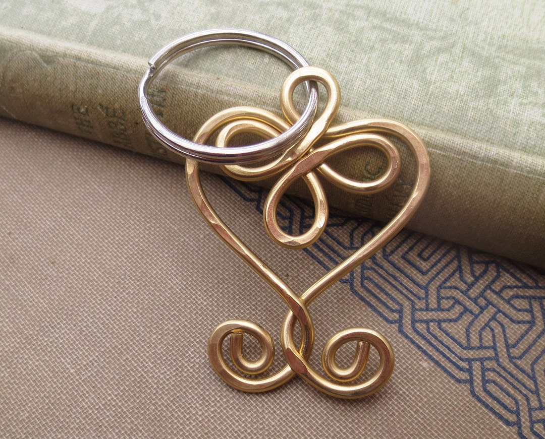 Celtic Heart Key Chain, Brass Heart Keychain, Key Fob Celtic Knot Heart ...