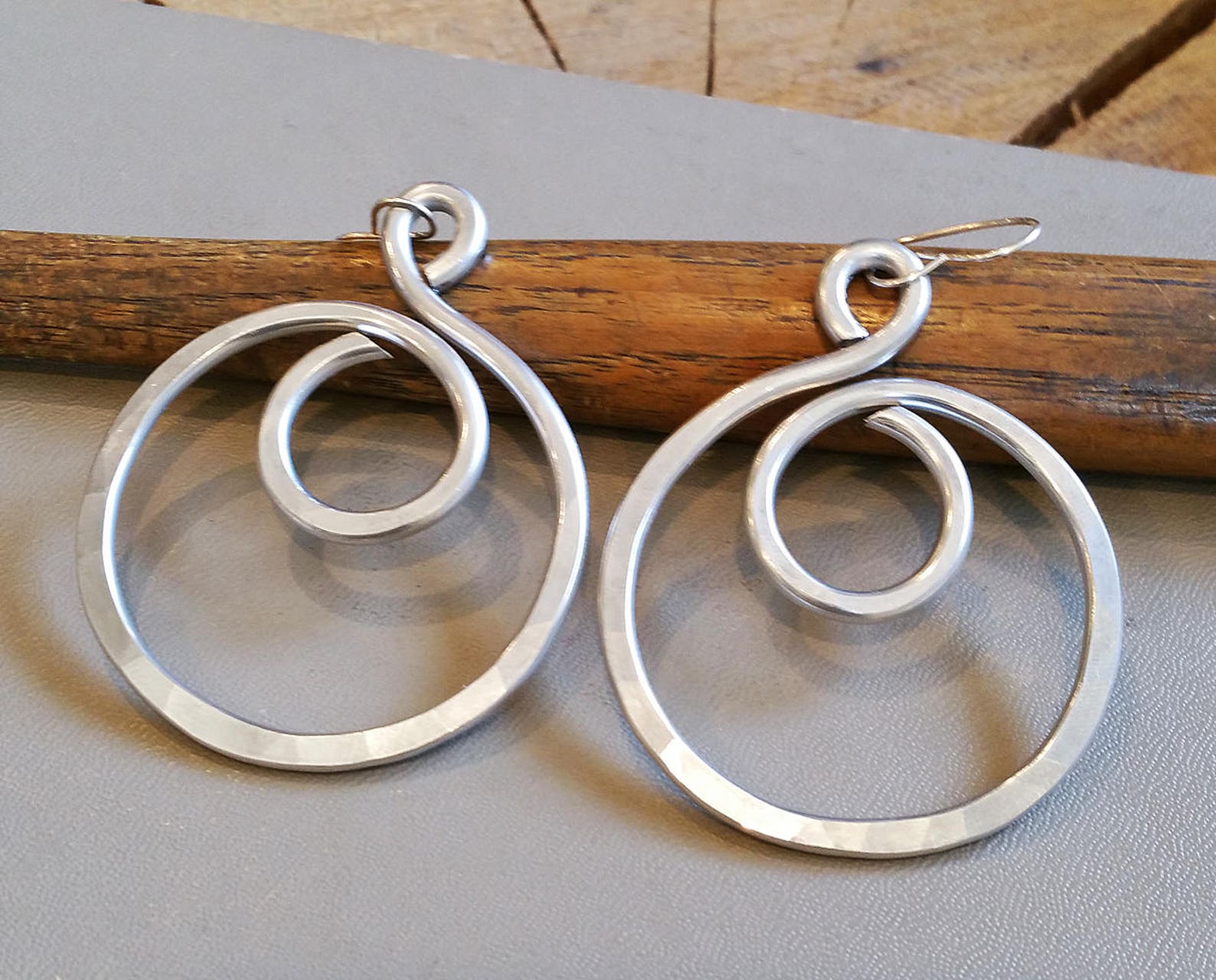 Big Hoop Earrings, Aluminum Swirl Hoops, Very Light Weight Aluminum ...