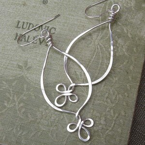 Fancy Loops Long Teardrop Earrings, Sterling Silver Dangle Earrings ...