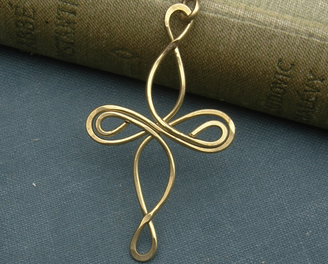 Celtic Cross Pendant, Brass Infinity Loops Cross Necklace, Celtic Knot ...
