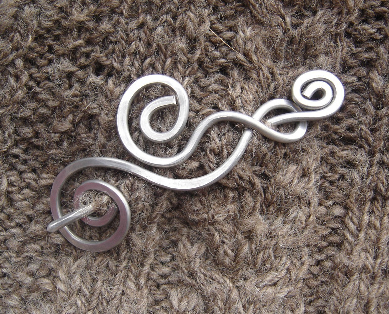Aluminum Dancing Swirls Shawl Pin Knit Scarf Pin Sweater | Etsy