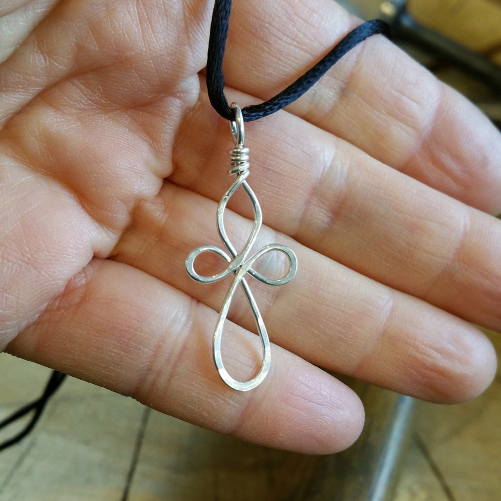 Long Loopy Celtic Cross Pendant Sterling Silver Wire Cross - Etsy Australia