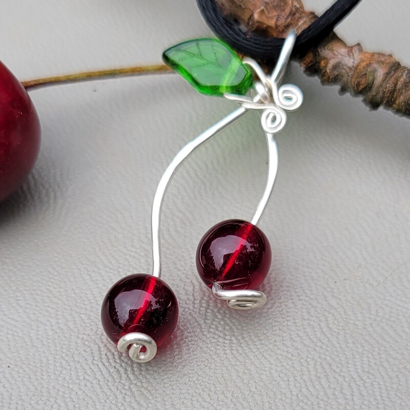 Cherry Red Pendant Necklace - Etsy