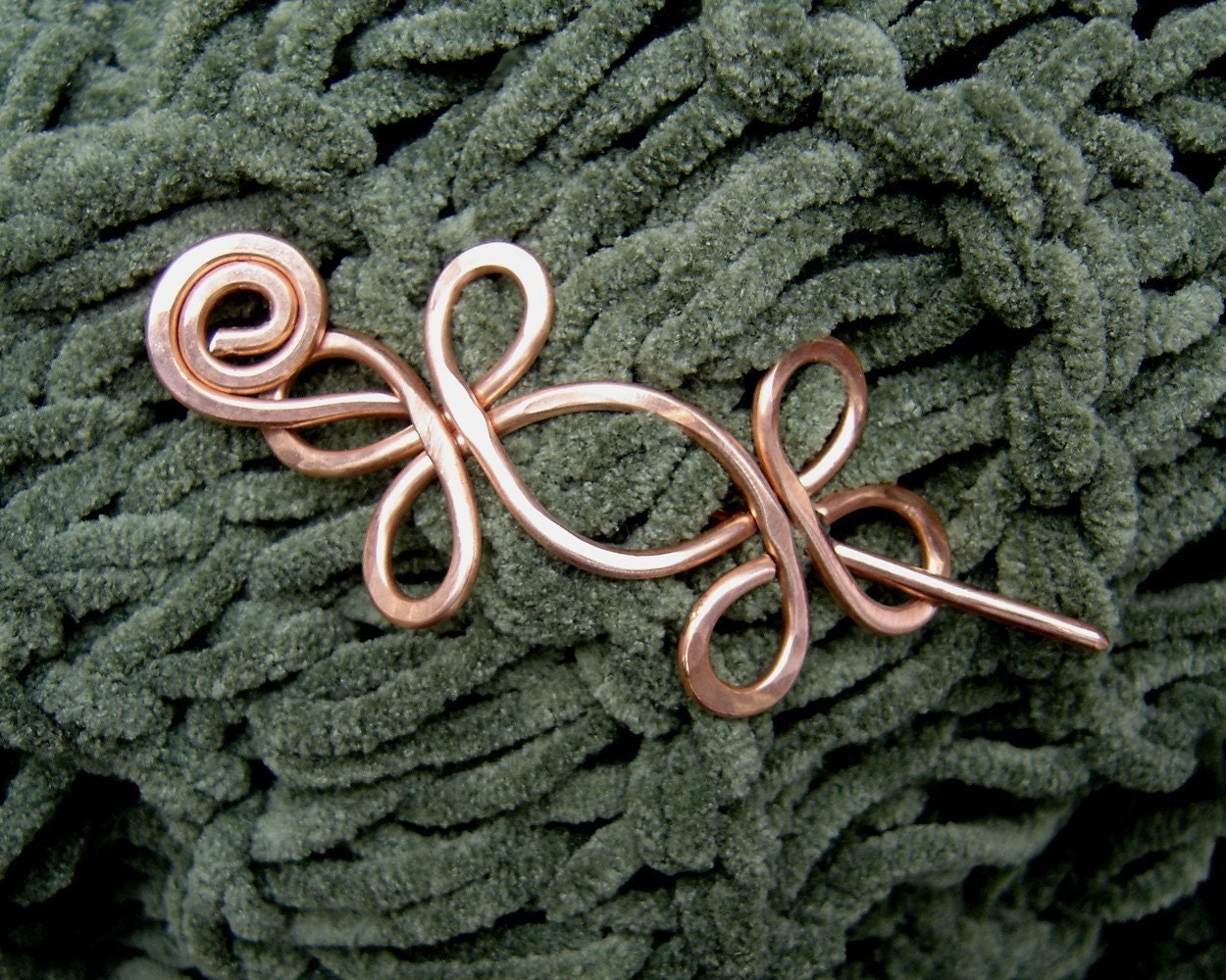 Copper Celtic Shawl Pin, Double Crossed Loops Hair Pin, Scarf Pin ...