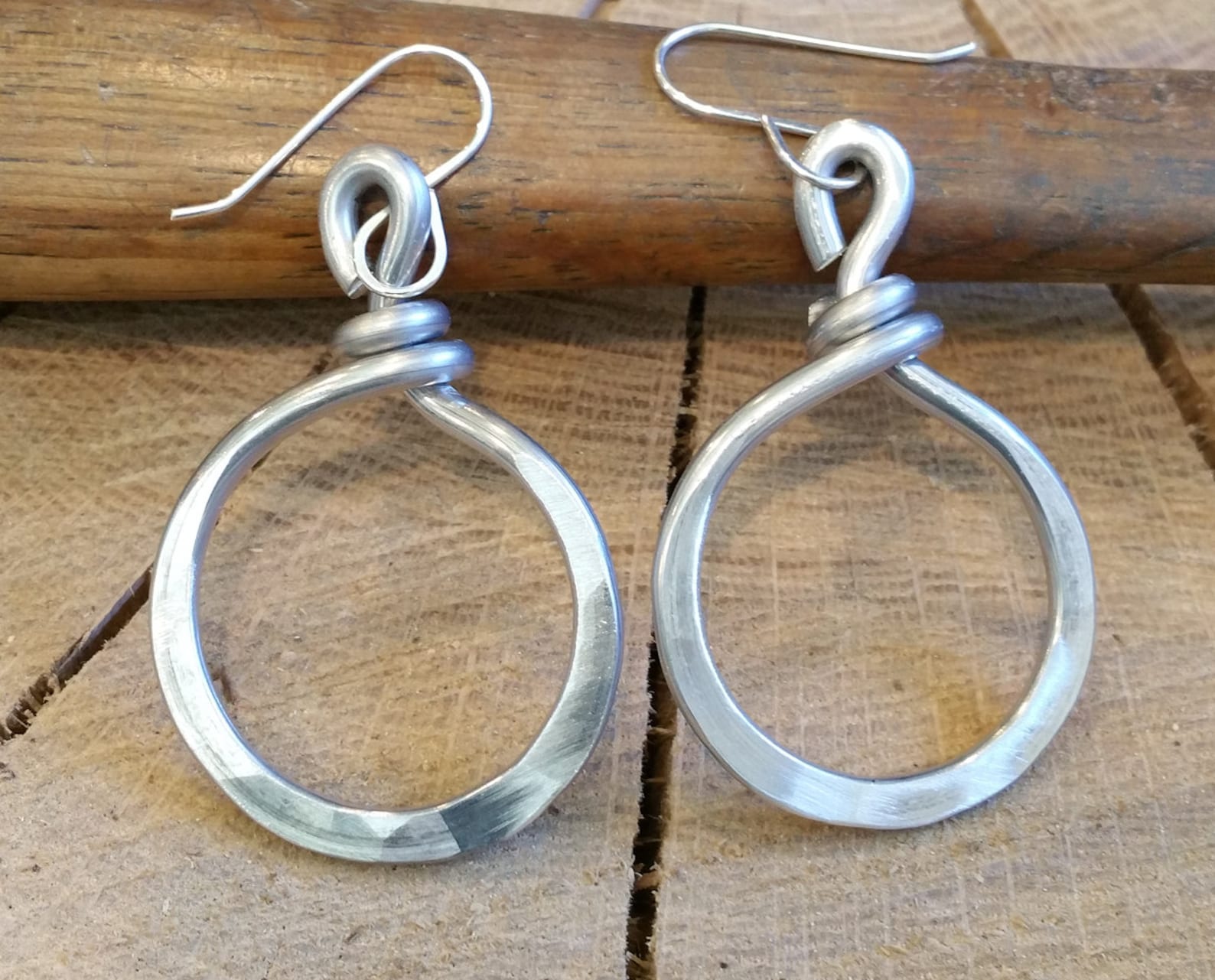 Simple Loop Hoop Earrings, Hand Forged Light Weight Aluminum Jewelry - Etsy