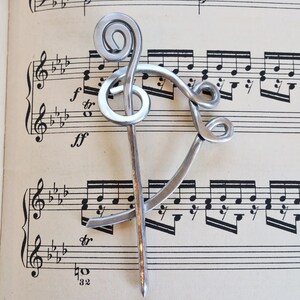 Aluminum Bass Clef Shawl Pin, Scarf Pin, Music Brooch, Fastener, Wrap ...