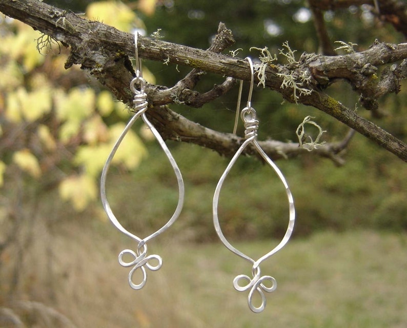 Fancy Loops Long Teardrop Earrings Sterling Silver Dangle - Etsy