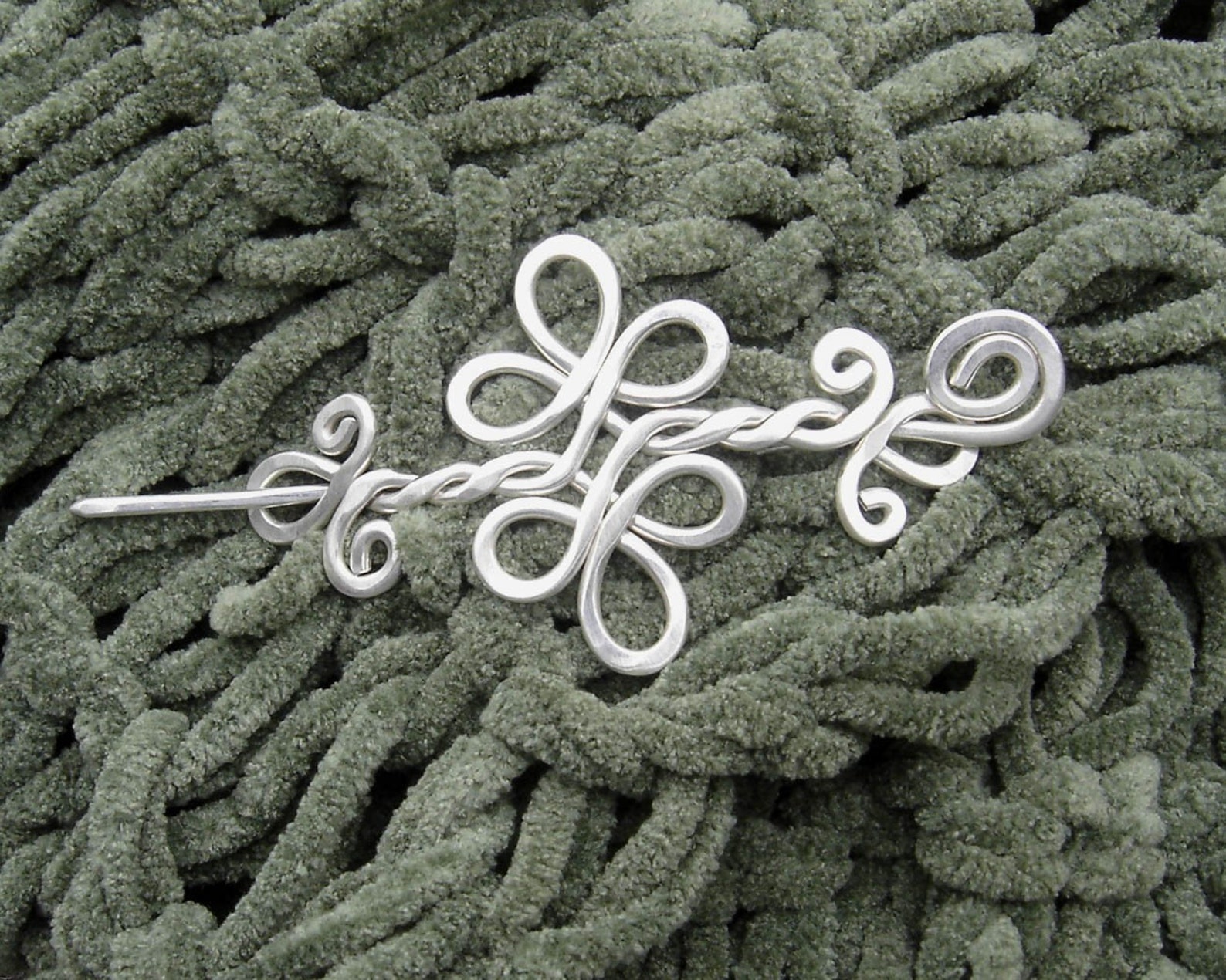 Celtic Double Swirls and Curls Sterling Silver Shawl Pin, Scarf Pin ...