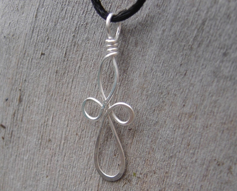 Long Loopy Celtic Cross Pendant Sterling Silver Wire Cross - Etsy