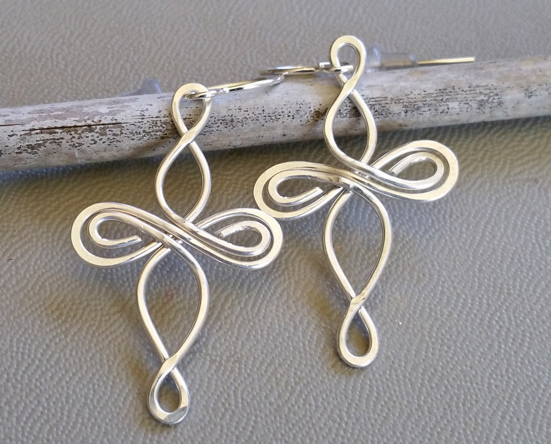 Infinity Loops Celtic Knot Cross Sterling Silver Earrings, Celtic Cross ...