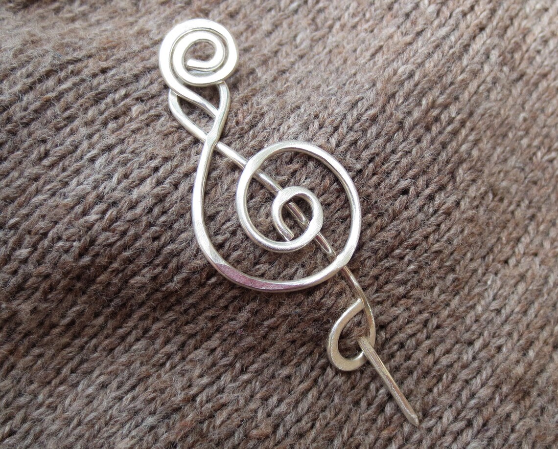Little Treble Clef Silver Shawl Pin Scarf Pin Fastener - Etsy