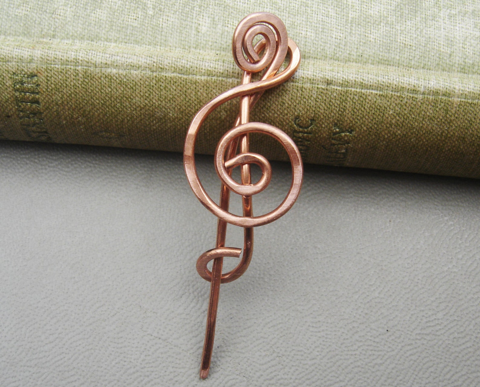 Little Treble Clef Copper Shawl Pin Scarf Pin Music Brooch - Etsy