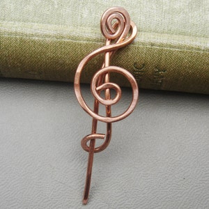 Little Treble Clef Copper Shawl Pin, Scarf Pin, Music Brooch, Musicians ...