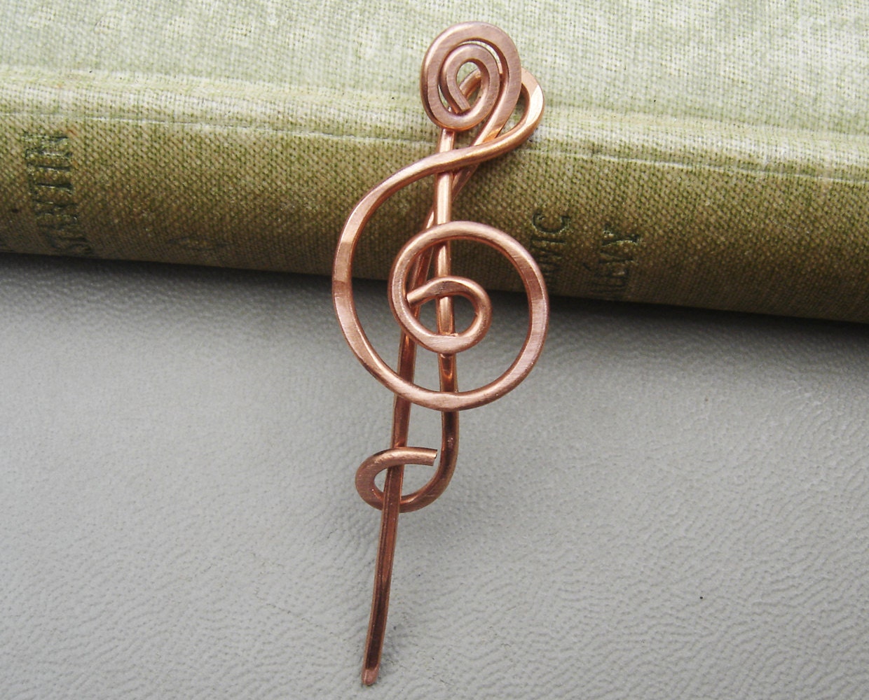 Little Treble Clef Copper Shawl Pin Scarf Pin Music Brooch - Etsy