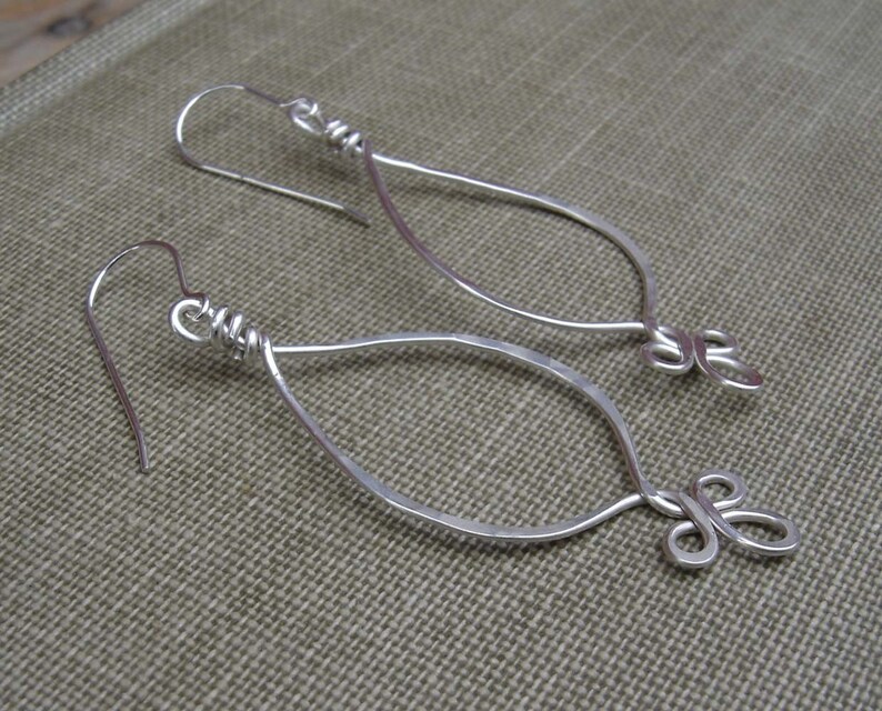 Fancy Loops Long Teardrop Earrings Sterling Silver Dangle | Etsy