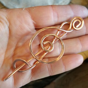 Treble Clef Copper Shawl Pin, Music Gift Scarf Pin, Sweater Brooch ...
