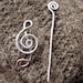 Treble Clef Shawl Pin, Musician Gift Aluminum Scarf Pin, Knitter Gift ...