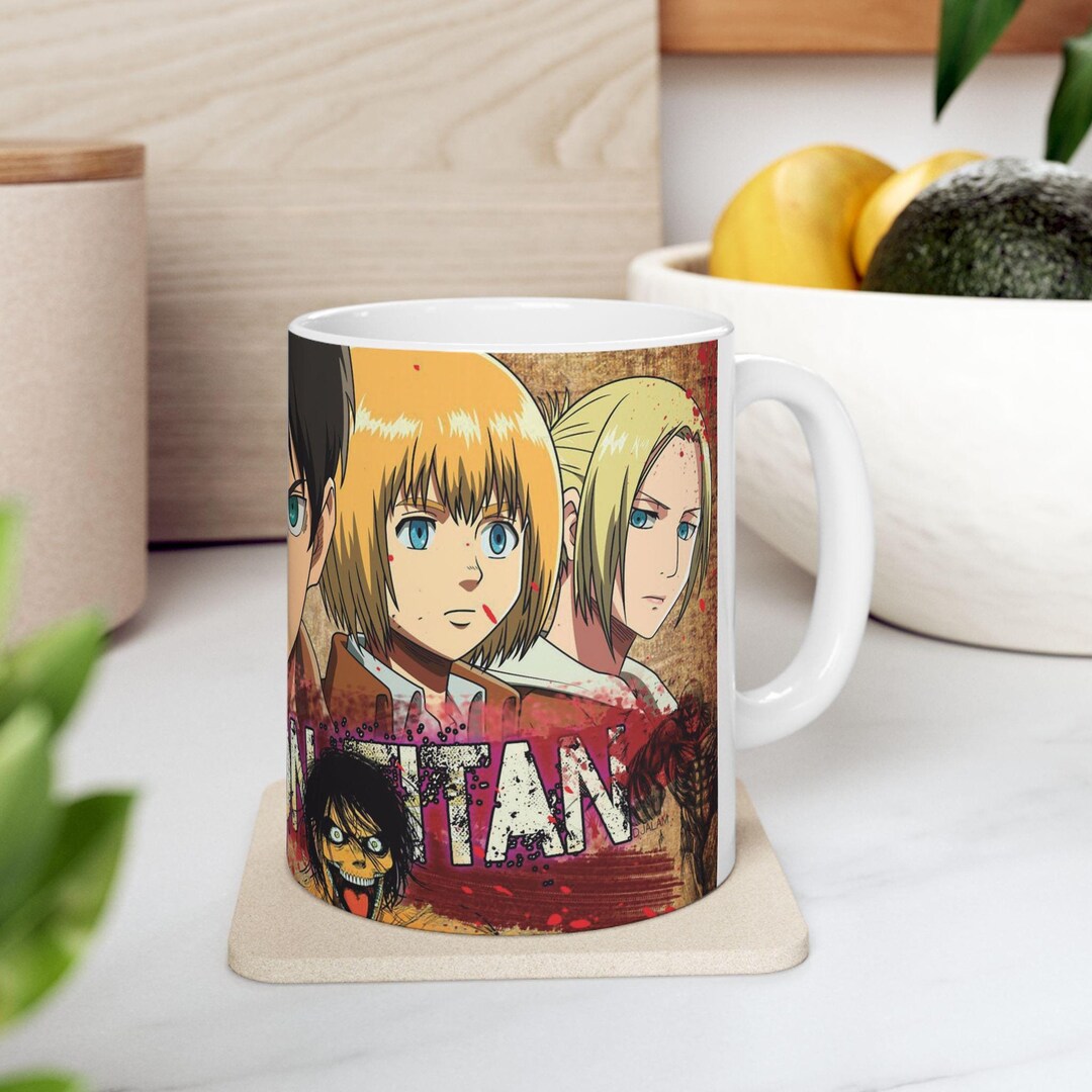 Attack on Titan Anime Mug Eren, Mikasa, and Armin Unique AOT Fan Gift ...