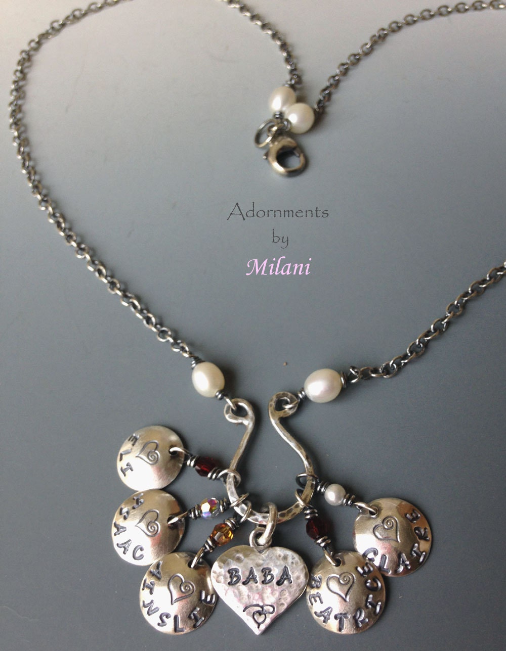 Baba Grandma Necklace With Pearls and Children Names Sterling - Etsy