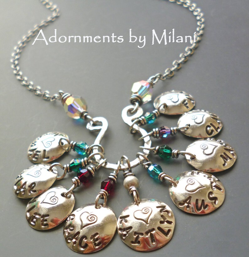 Nine Grandchildren Necklace 9 Personalized Large Family Jewelry - Etsy