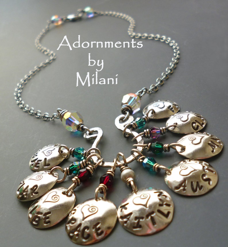 Nine Grandchildren Necklace 9 Personalized Large Family Jewelry - Etsy