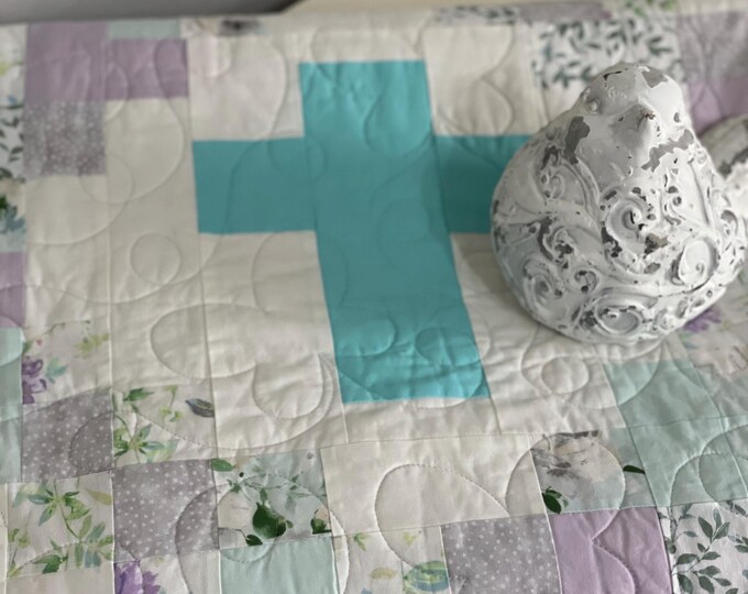 Christian Quilt With Crosses and Hearts Religious Throw Blanket for ...