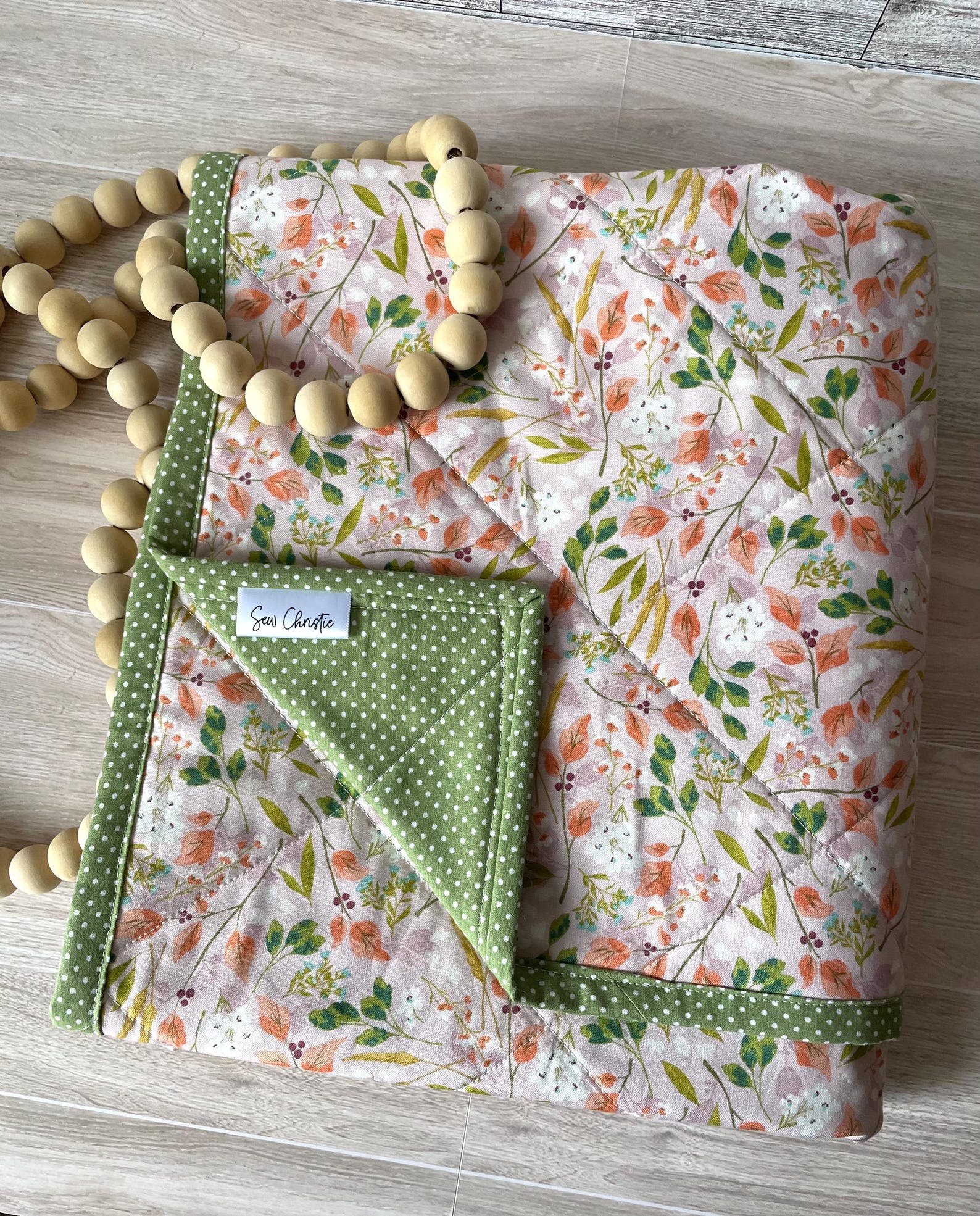 Handcrafted Floral Whole Cloth Baby Quilt: Crib Blanket for Nursery ...