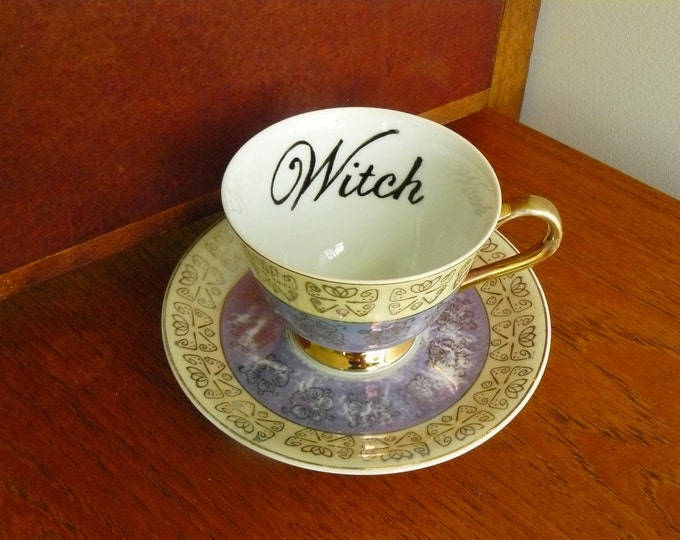 Witch Hand Painted Vintage Porcelain Teacup and Saucer Set - Etsy