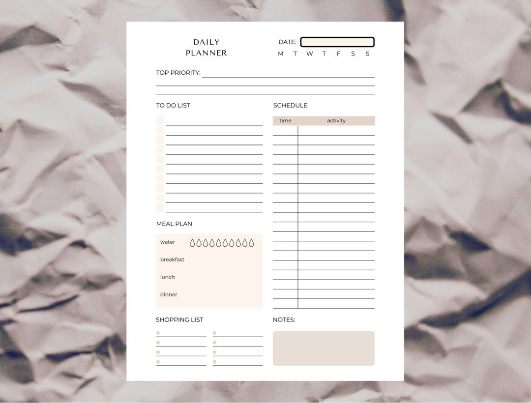 Printable Daily Planner, Productivity Planner, Daily Meal Planner ...