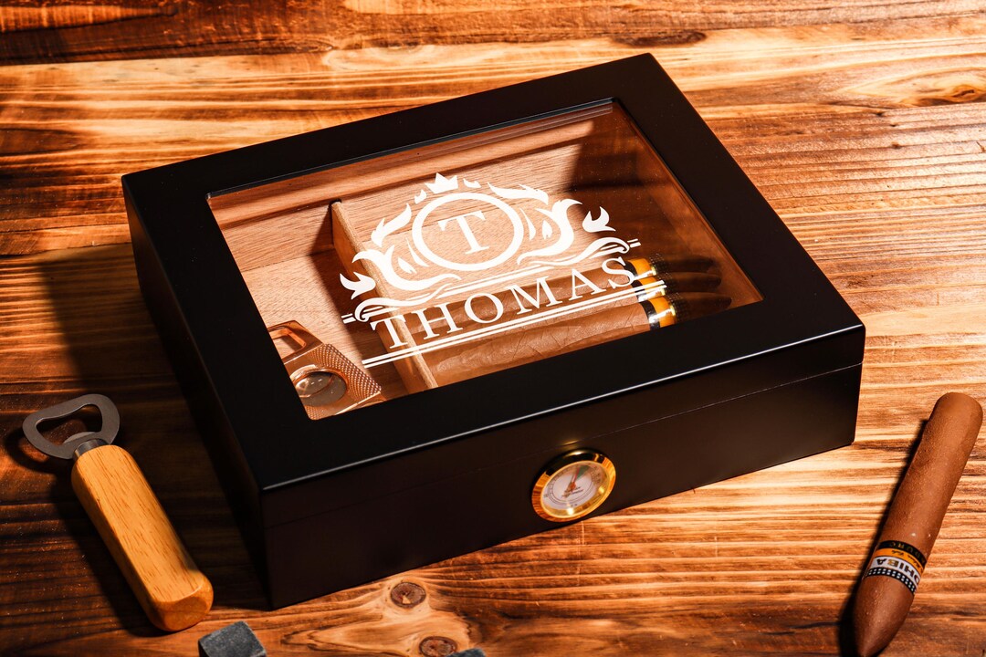 Personalized Cigar Humidor Gift for Men, Custom Cigar Box, Gift for Him ...