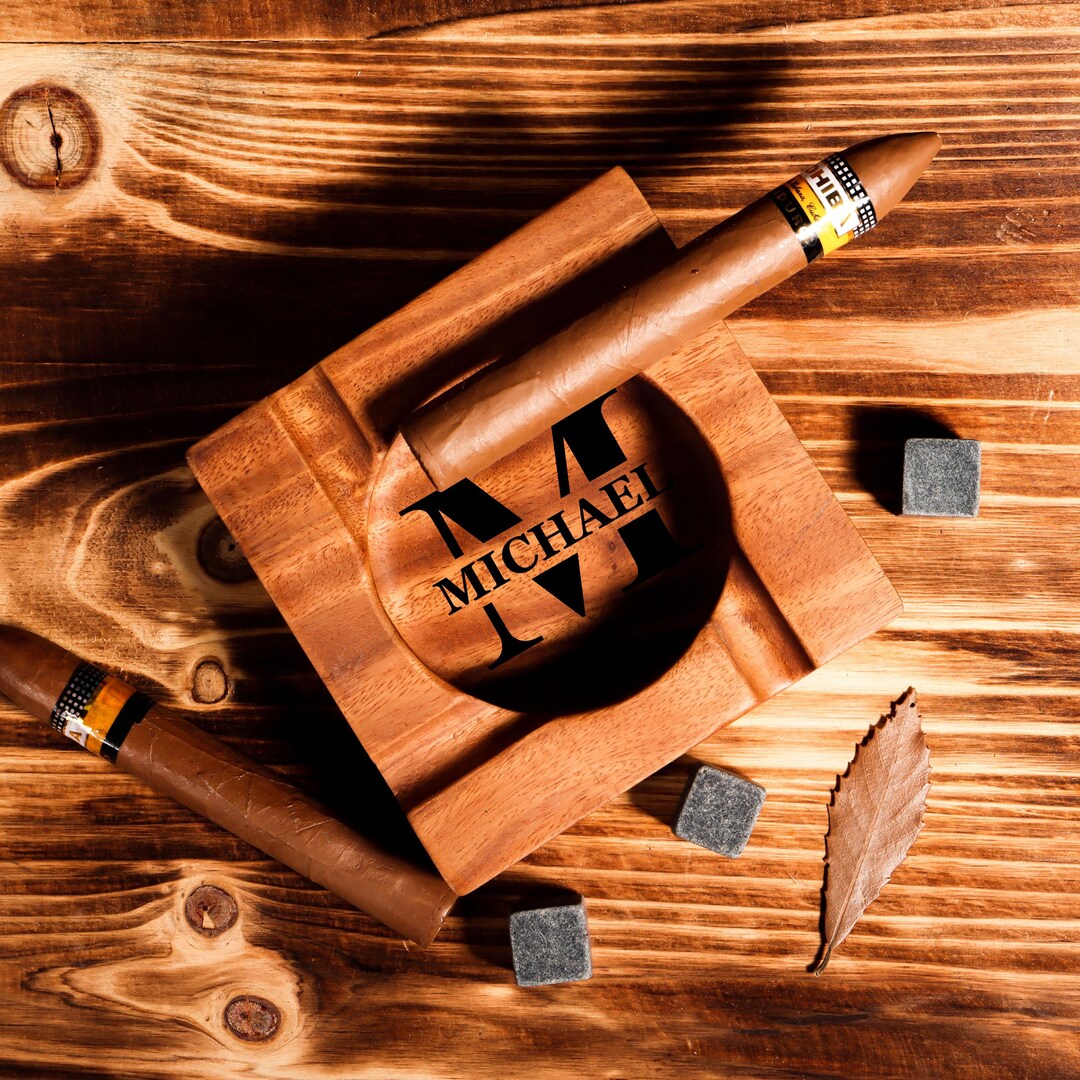 Personalized Cigar Ashtray, Cigar Holder, Unique Ashtray, Walnut Wood ...