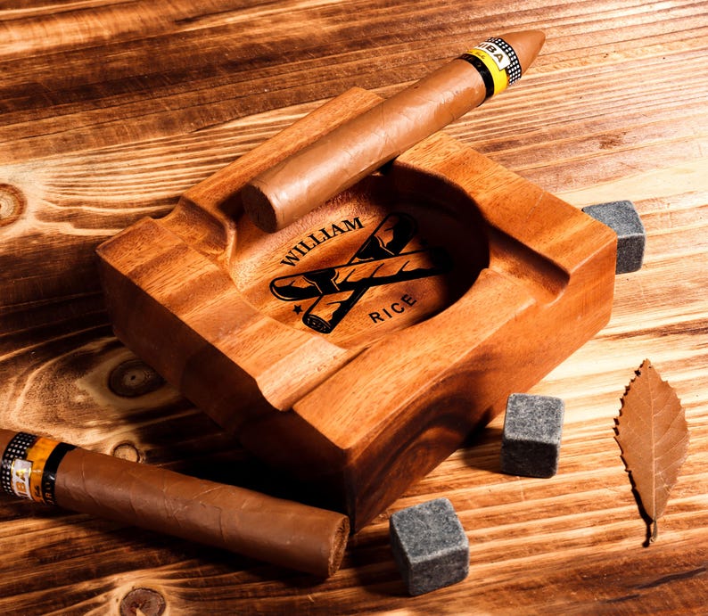 Personalized Cigar Ashtray, Cigar Holder, Unique Ashtray, Walnut Wood ...