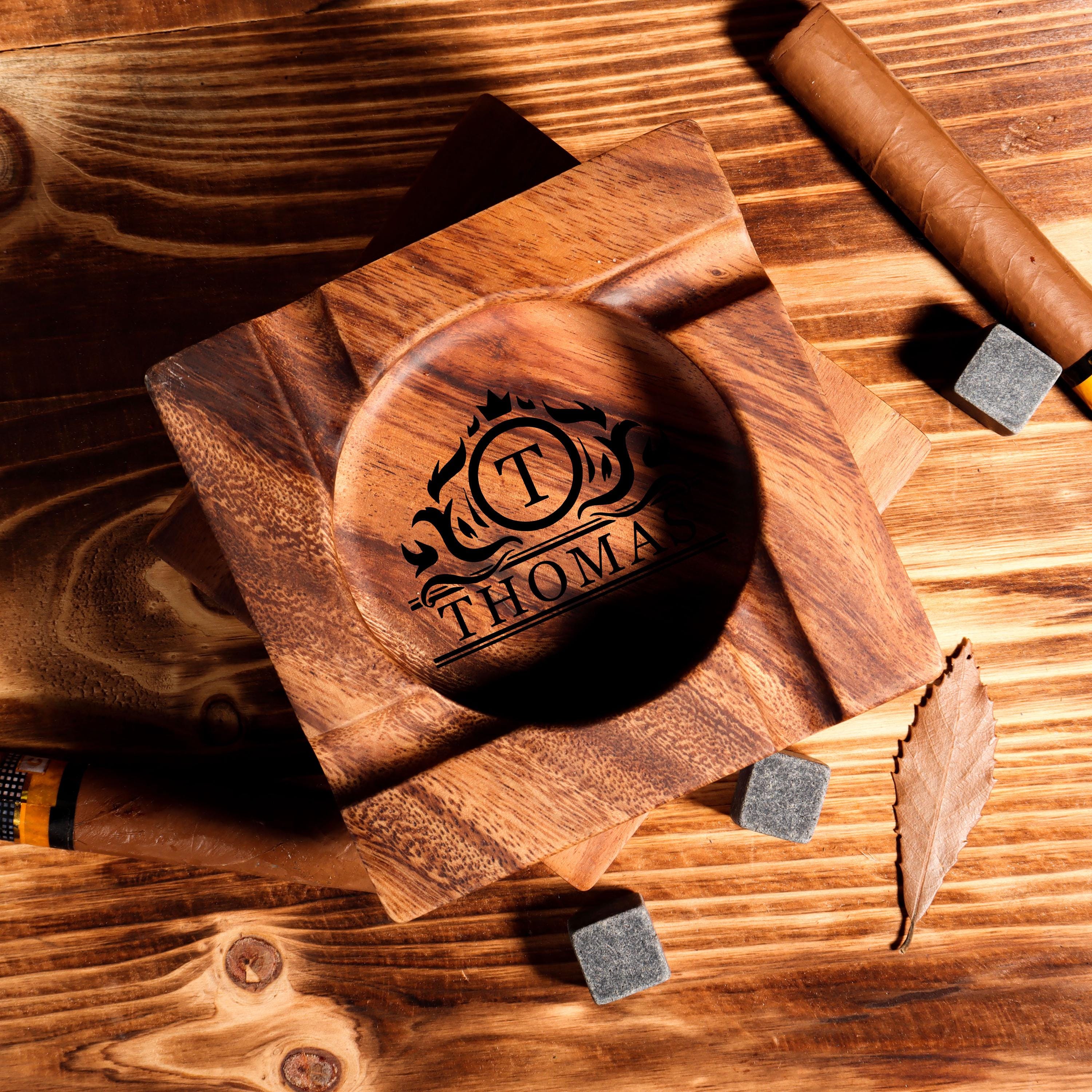 Personalized Cigar Ashtray, Cigar Holder, Unique Ashtray, Walnut Wood ...