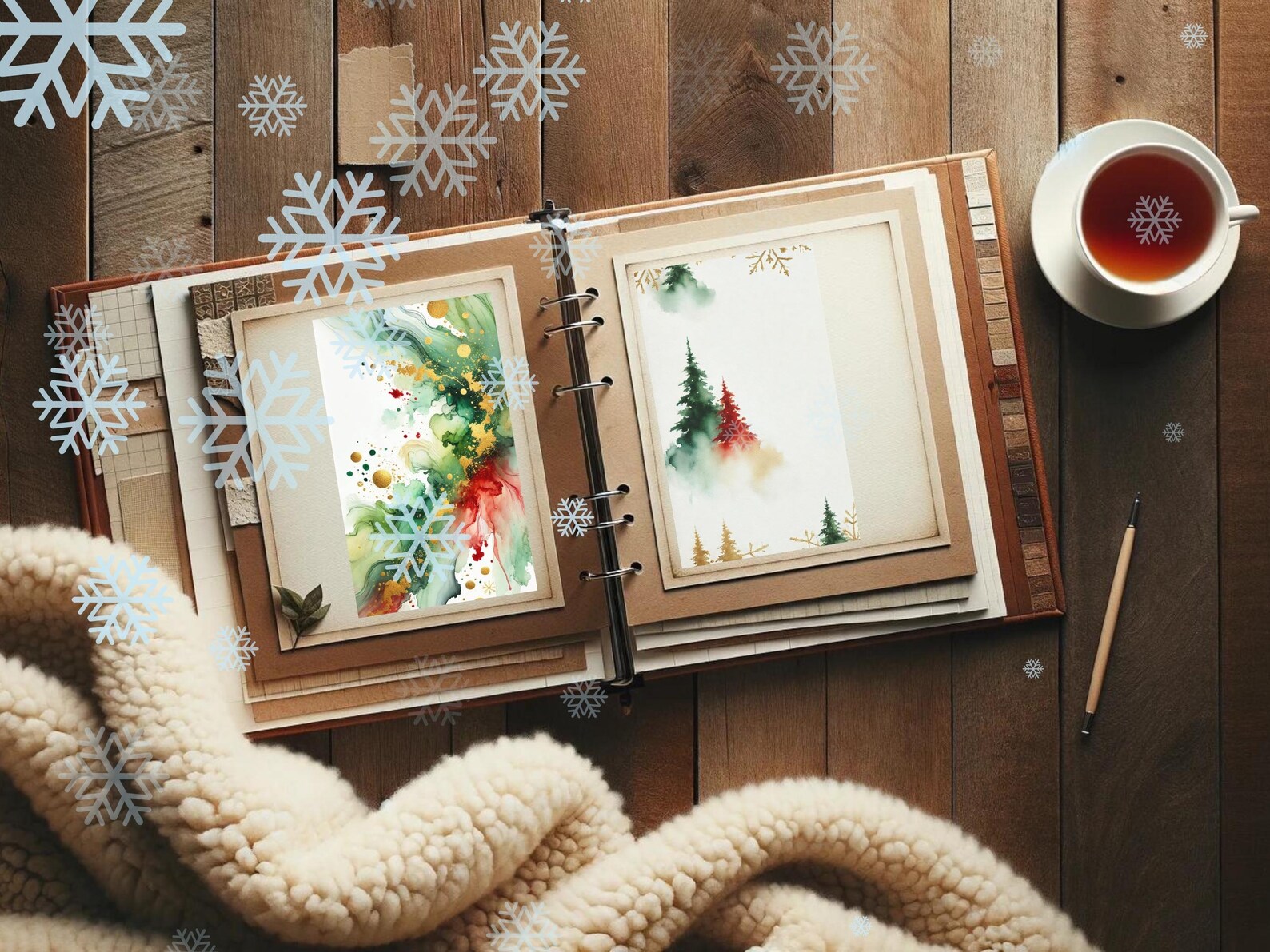 Watercolor Christmas Digital Paper: Festive Scrapbook Pages (digital ...